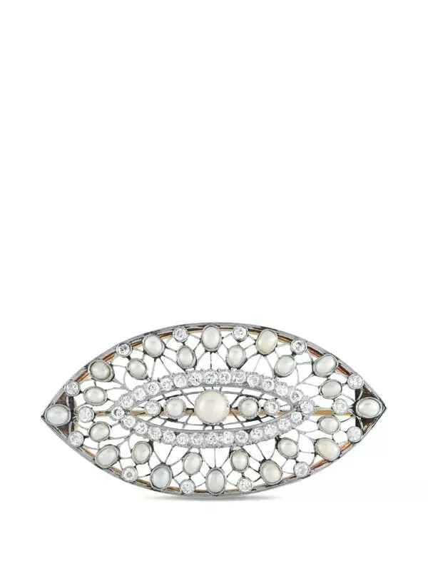 LB EXCLUSIVE Diamond And Pearl Brooch - Silver