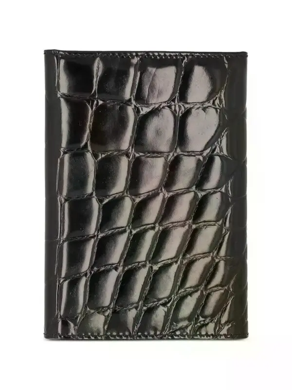 Vintage Croc-embossed Bifold Wallet - Black