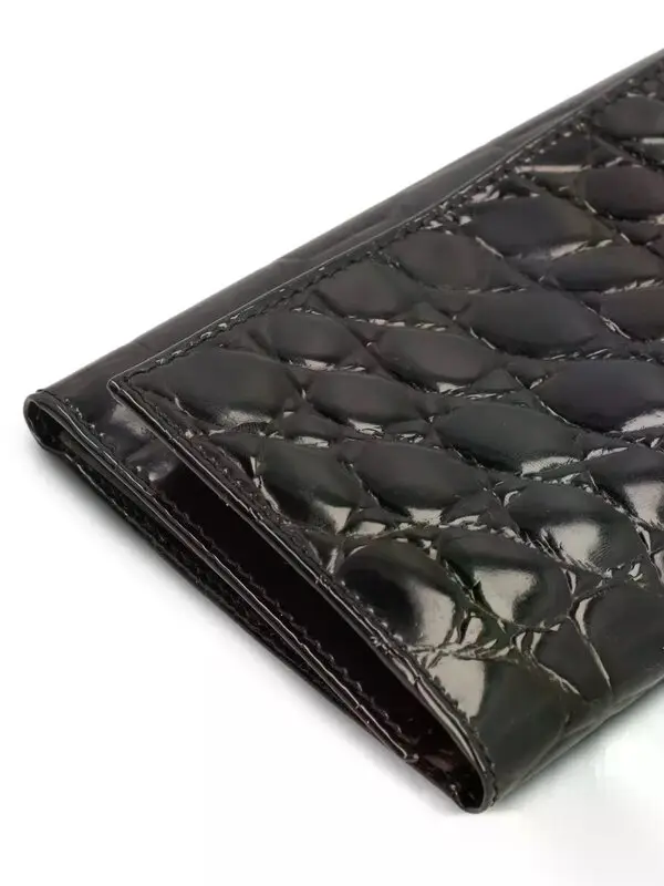 Vintage Croc-embossed Bifold Wallet
