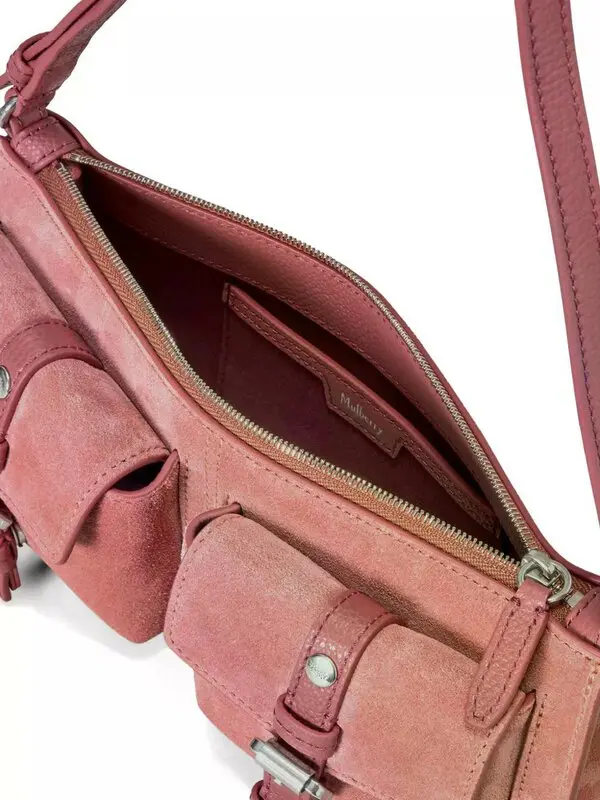 Mulberry Roxanne Buckled Suede Shoulder Bag - Pink