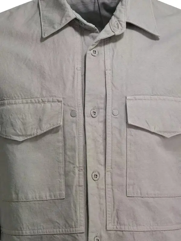 Stone Island Logo-patch Flap-pocket Shirt - Grey