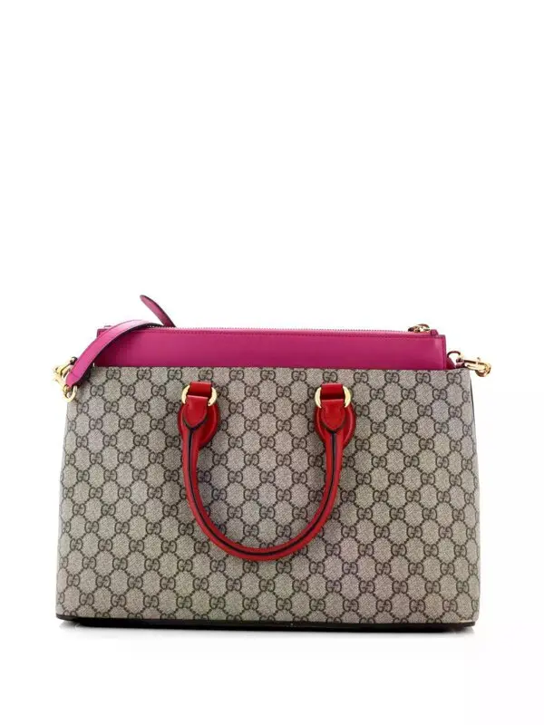 Gucci Linea A Convertible Gg Coated Canvas And Leather Medium Tote Bag