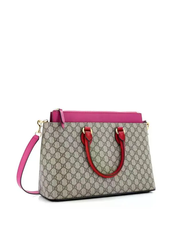 Gucci Linea A Convertible Gg Coated Canvas And Leather Medium Tote Bag