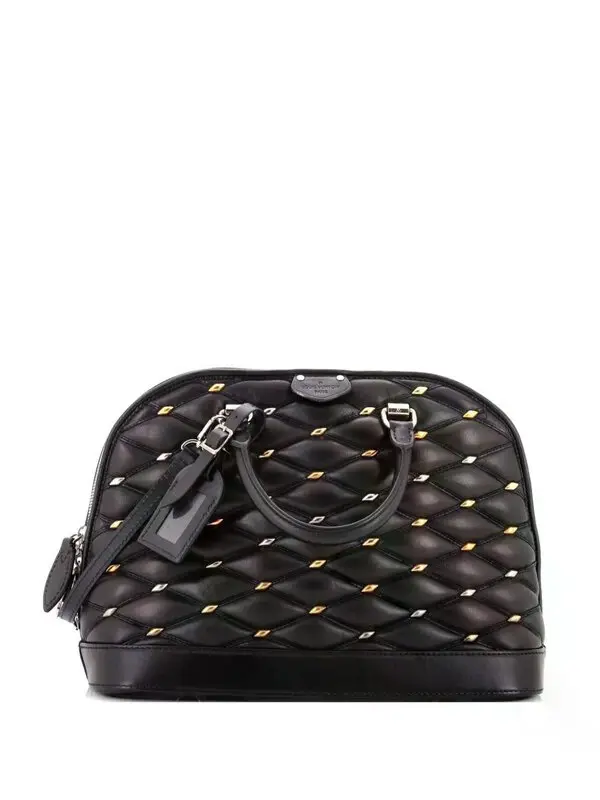 LOUIS VUITTON Alma Pm Tote Bag Studded Malletage Leather - Black