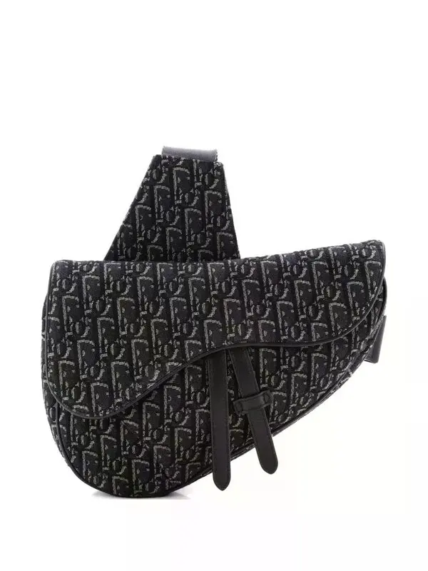 Dior Saddle Oblique Canvas Crossbody Bag - Black