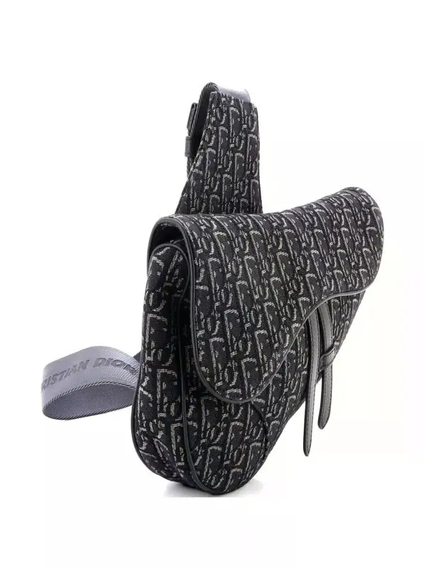 Dior Saddle Oblique Canvas Crossbody Bag - Black
