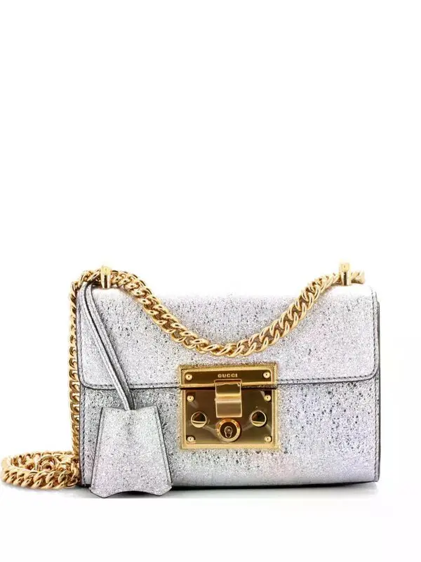 Gucci Padlock Small Shoulder Bag Textured Leather - Metallic