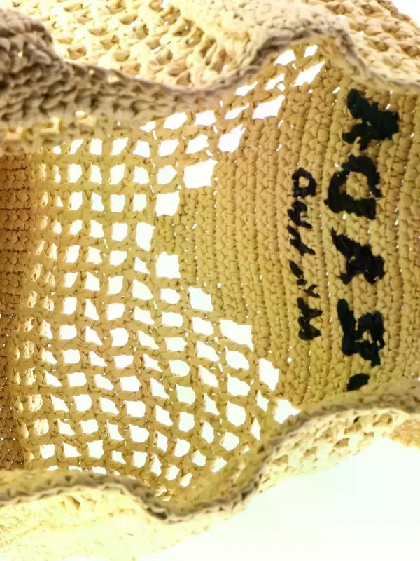 Prada Triangle Logo Open Raffia Tote Bag