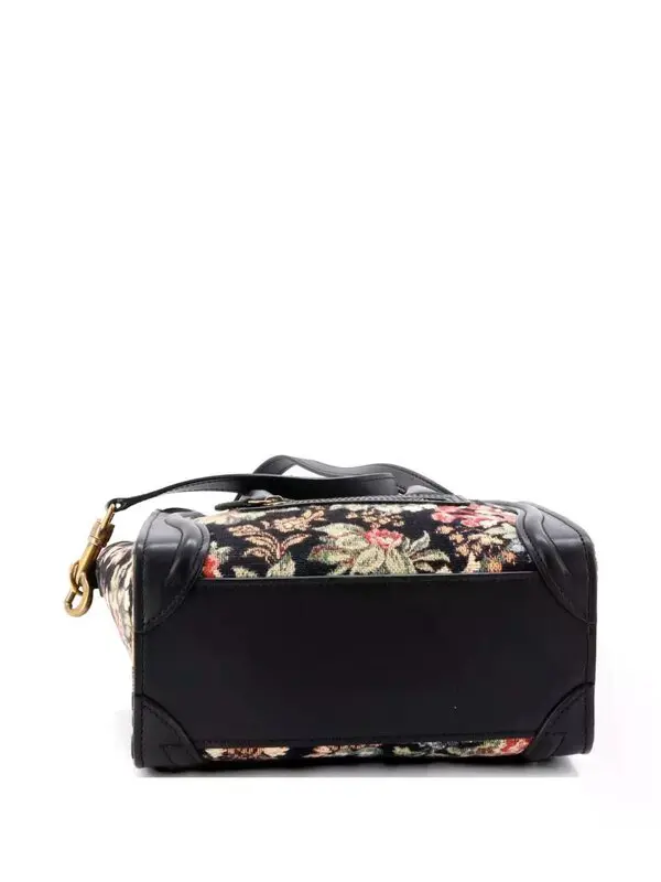 Celine Luggage Nano Satchel Printed Jacquard And Leather - Black