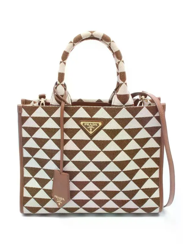 Prada 2013-2026 Small Symbole Tote Bag - Brown