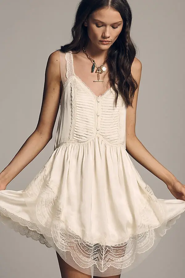 Anthropologie Lacey Satin Slip Dress