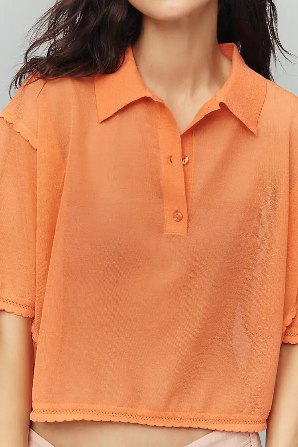 Maeve Short Sleeve Sheer Pullover - Mango