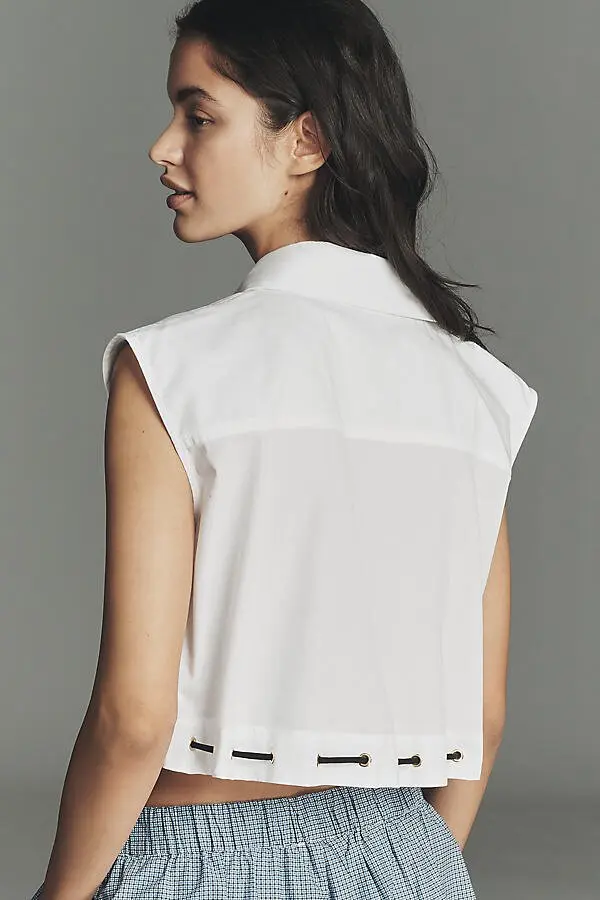 Maeve Cinch-detailed Cropped Buttondown Shirt