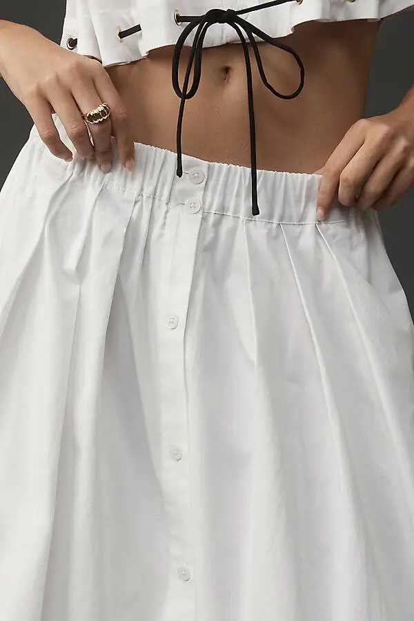 Maeve Cotton Poplin Buttondown Midi Skirt
