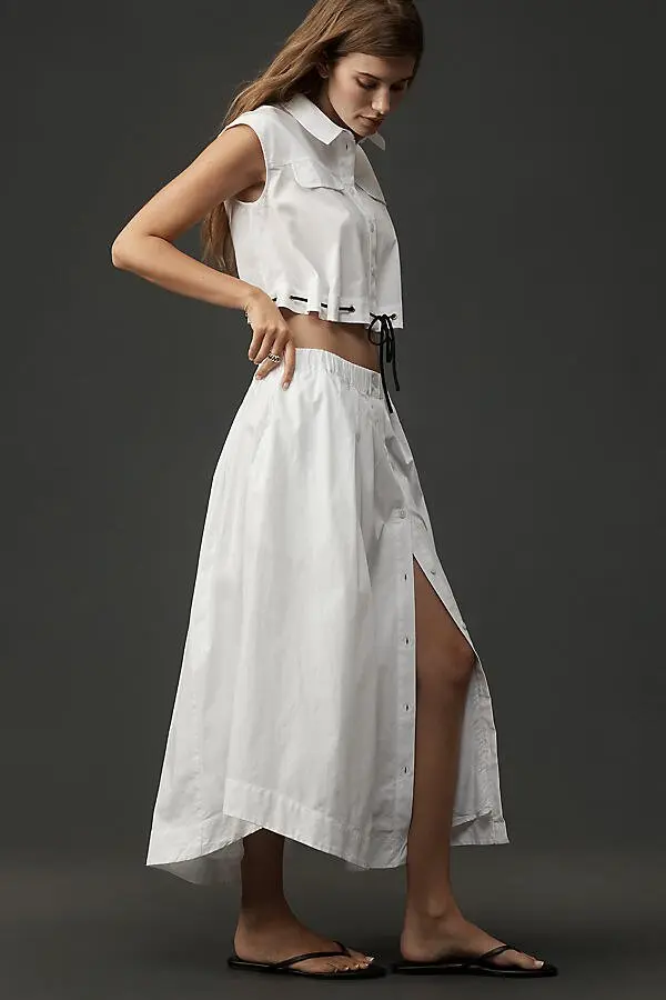 Maeve Cotton Poplin Buttondown Midi Skirt