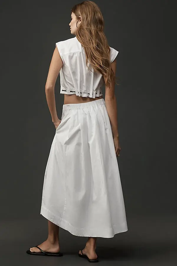 Maeve Cotton Poplin Buttondown Midi Skirt
