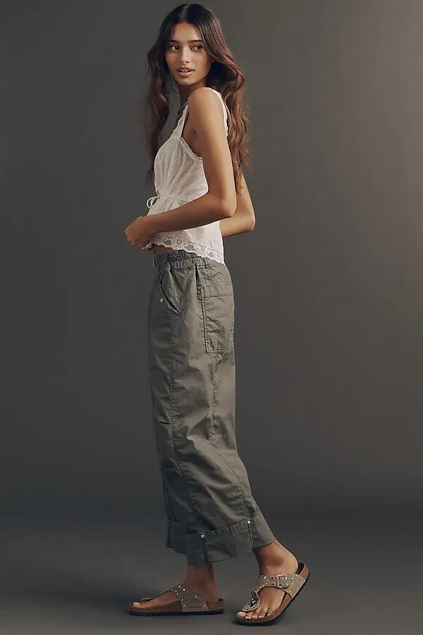PILCRO Cotton Crop Parachute Pants