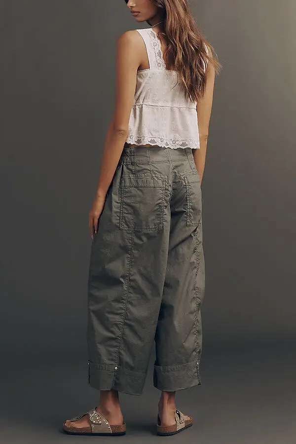 PILCRO Cotton Crop Parachute Pants