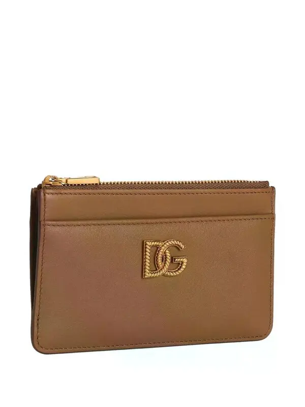 Dolce & Gabbana Calfskin Card Holder With Dg Logo - Brown