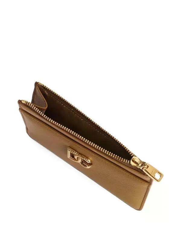 Dolce & Gabbana Calfskin Card Holder With Dg Logo - Brown