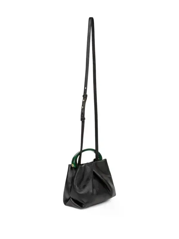 Dries Van Noten Pleated Leather Tote - Black
