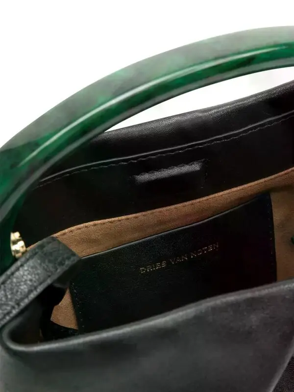 Dries Van Noten Pleated Leather Tote - Black