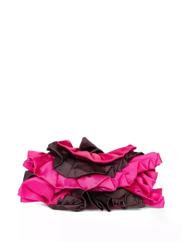 Dries Van Noten Small Ruffle Satin Clutch - Pink