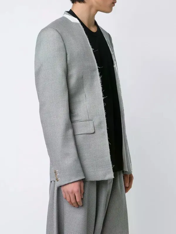 Comme Des Garçons Houndstooth Raw Edge Blazer