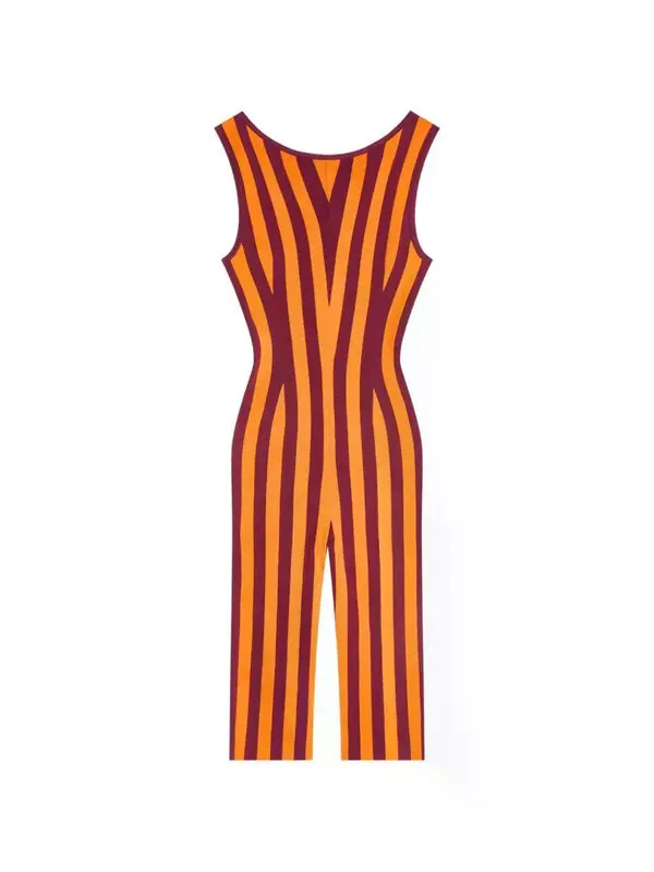 Dries Van Noten Striped Knitted Jumpsuit - Orange