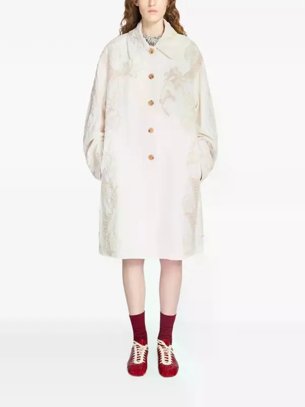Dries Van Noten Embroidered Cotton Coat - White
