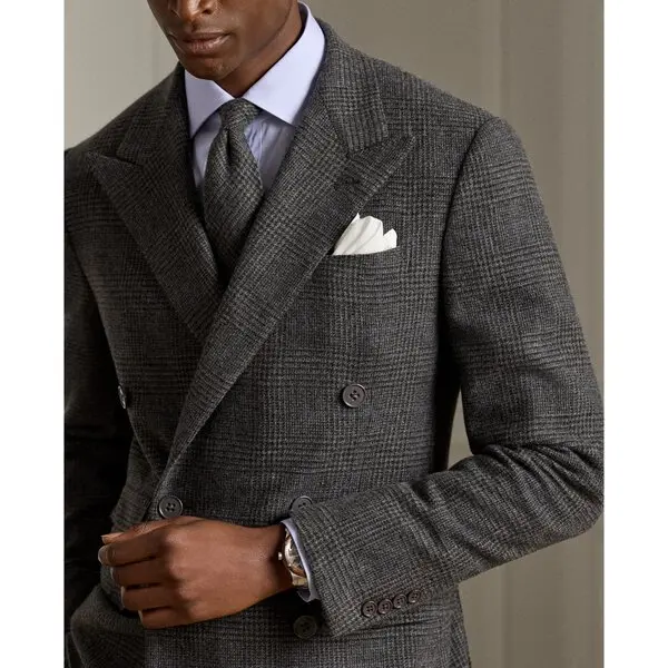 Ralph Lauren Kent Hand-tailored Camel-hair Jacket - Medium Grey Multi