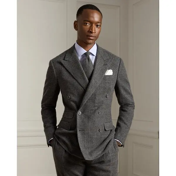 Ralph Lauren Kent Hand-tailored Camel-hair Jacket - Medium Grey Multi