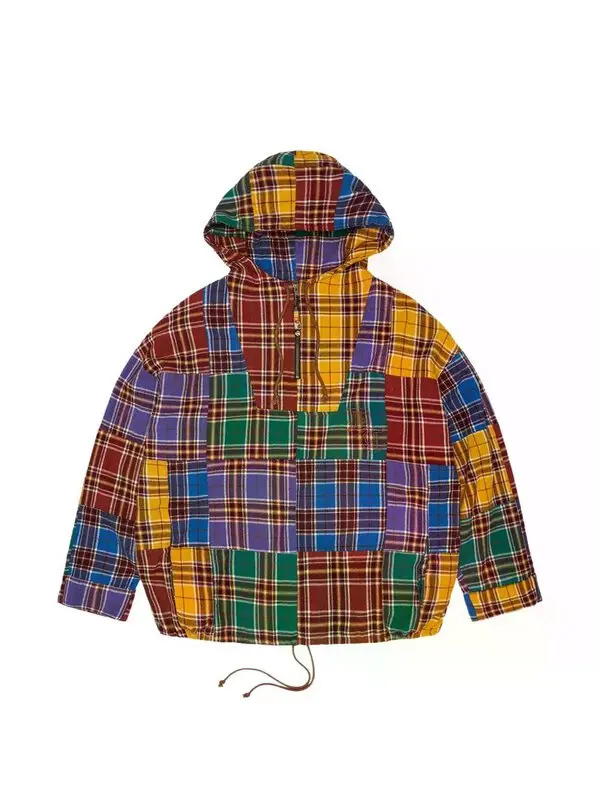 DENIM TEARS Mvp Plaid Patchwork Zip-collar Hoodie