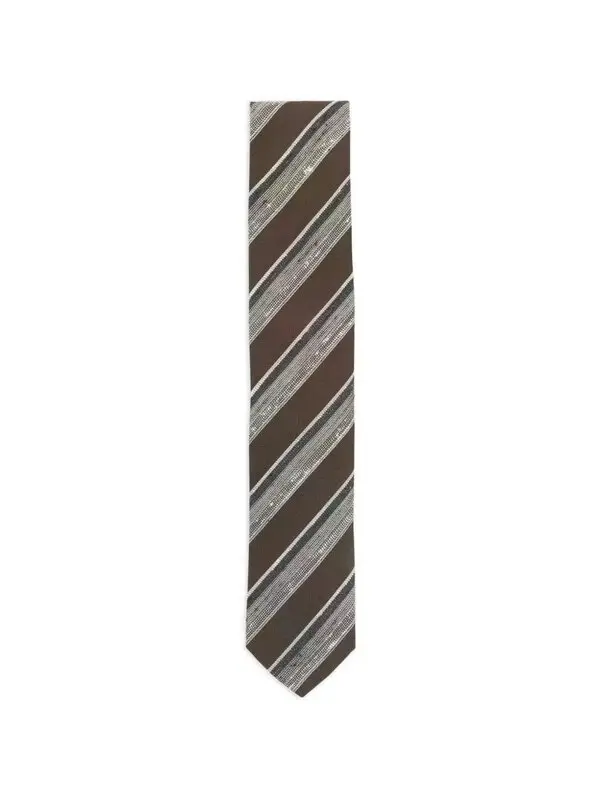 LARDINI Striped Neck Tie - Brown