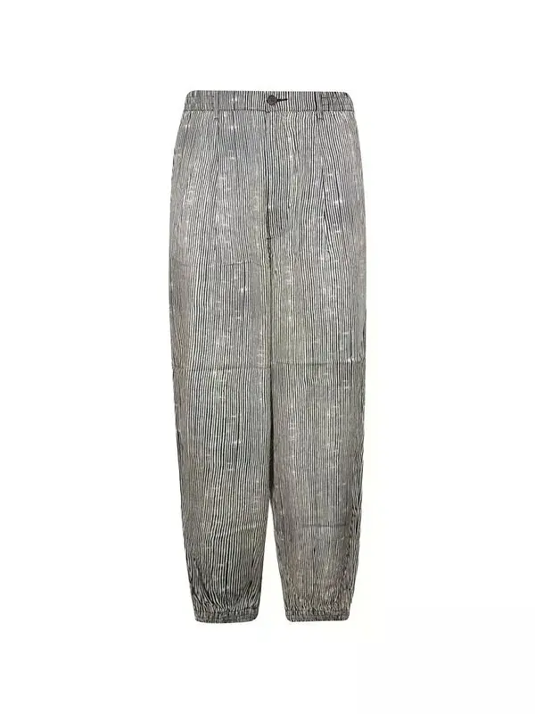 Emporio Armani Irregular Lines Pattern Tapered Trousers - Blue