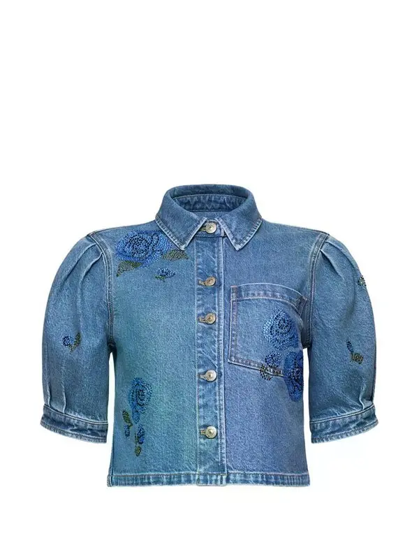 Cinq À Sept Halsie Puff-sleeved Denim Shirt