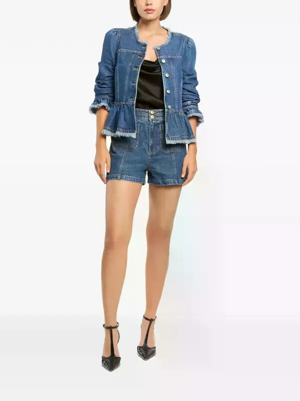 Cinq À Sept Frieda Peplum Denim Jacket - Blue
