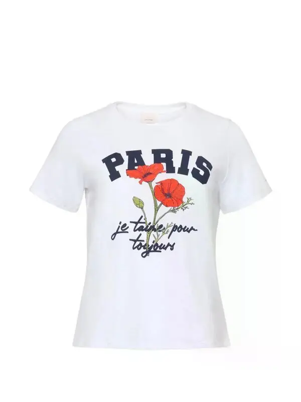 Cinq À Sept Paris Poppies Shrunken T-shirt - White