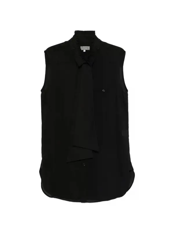 Yohji Yamamoto Sleeveless Tie Detailed Top