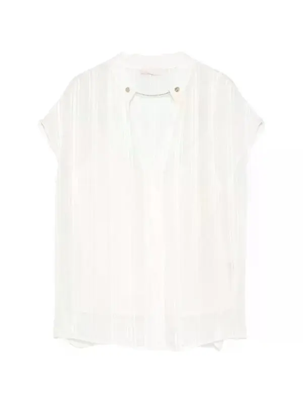 Liu Jo Striped Top With Chain Detail - Neutrals