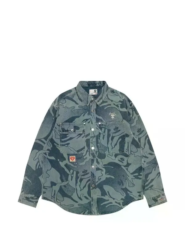 AAPE BY *A BATHING APE Aapeunvs Buttoned Print Shirt - Blue