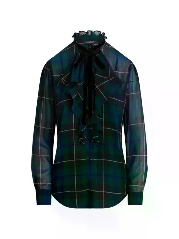 Ralph Lauren Ruffled-neck Plaid Shirt