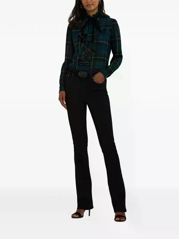 Ralph Lauren Ruffled-neck Plaid Shirt