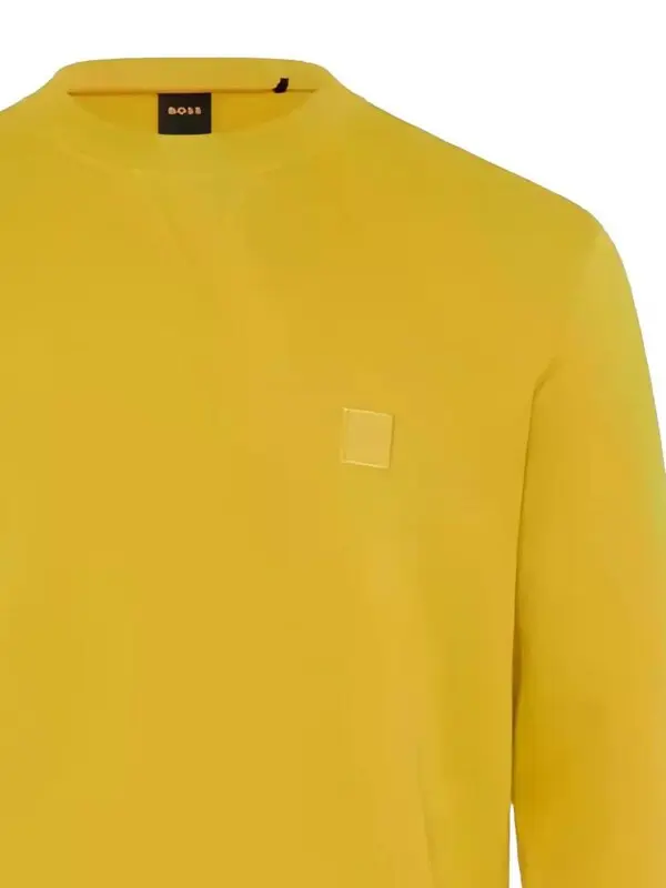 BOSS Crew-neck Sweatshirt With Square Patch - Yellow