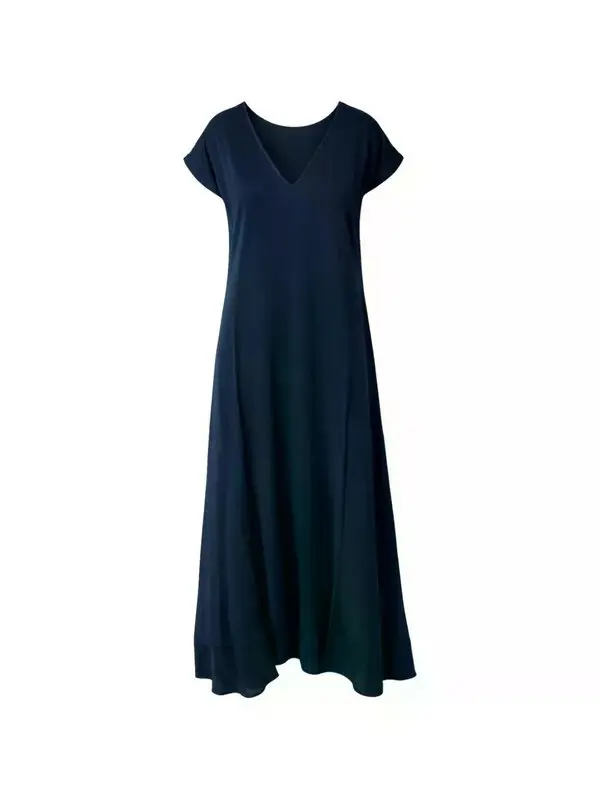 NOUVELLE SILK95FIVE V-neck Midi Dress - Blue
