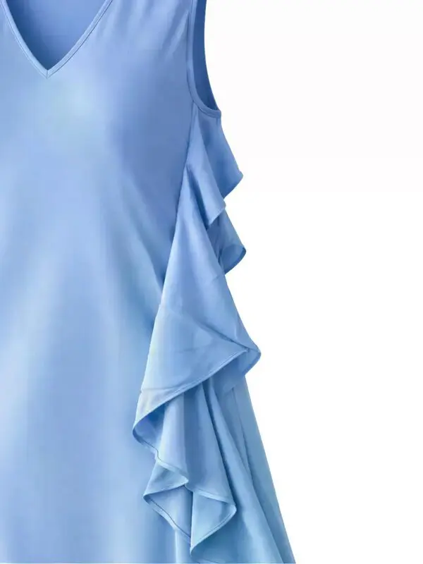 NOUVELLE SILK95FIVE Ruffled V-neck Midi Dress