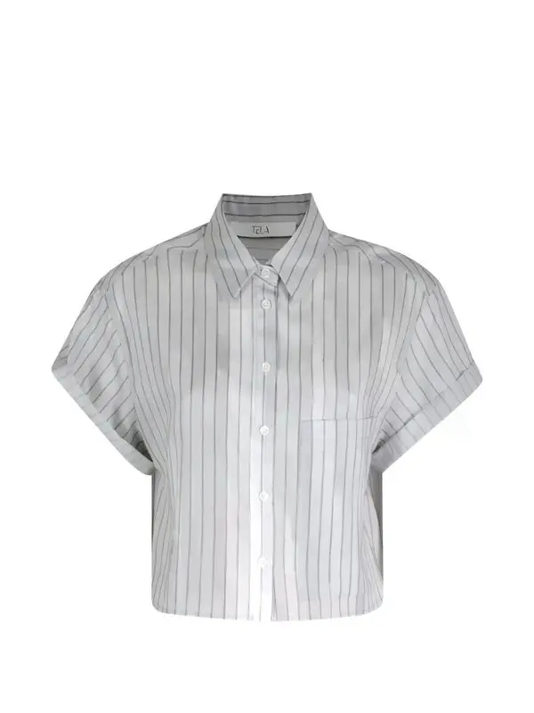 TELA Rocky Stripe Short-sleeve Top - Grey