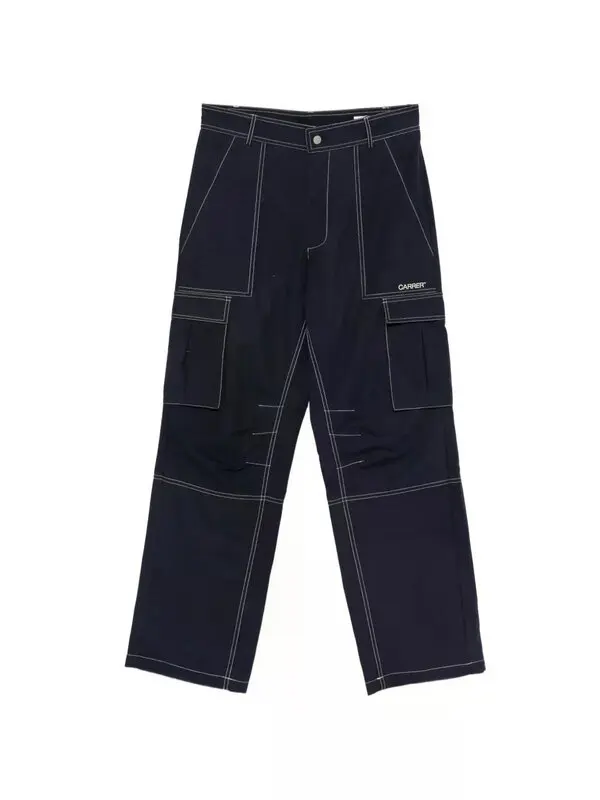 CARRER Contrast-stitch Cargo Trousers - Blue