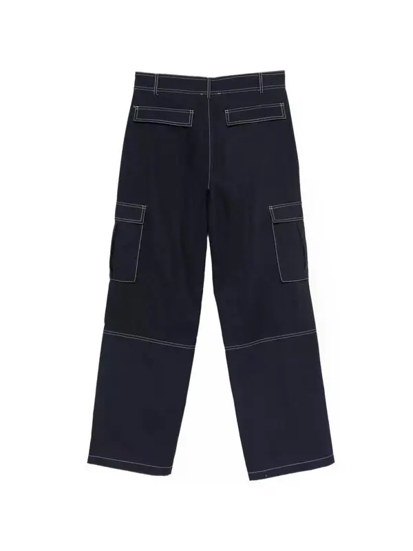 CARRER Contrast-stitch Cargo Trousers - Blue
