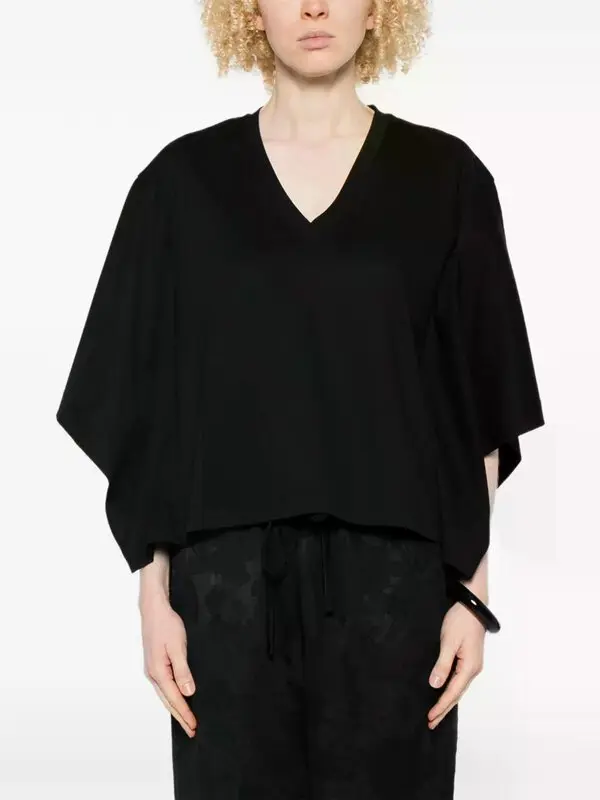 PSOPHIA V-neck Short-sleeved T-shirt - Black